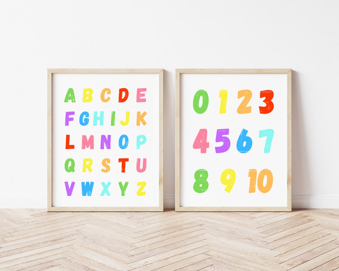Numbers Alphabet Set of 2, Alphabet Numbers Poster, Alphabet Number ...