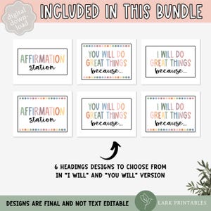 Boho Rainbow Student Affirmation Station Printables, Classroom Decor ...