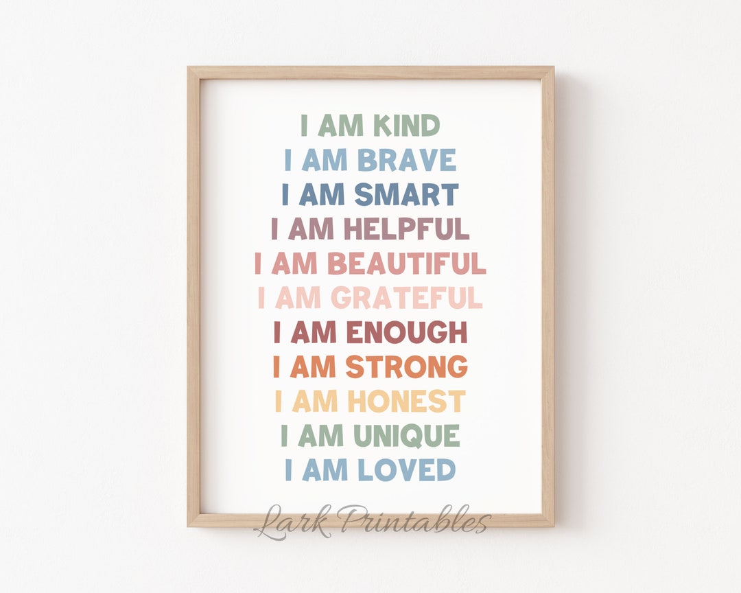 I Am Grateful Beautiful Loved Enough Strong Playroom Print, Kids ...