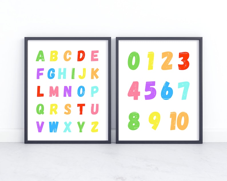 Numbers Alphabet Set of 2, Alphabet Numbers Poster, Alphabet Number ...