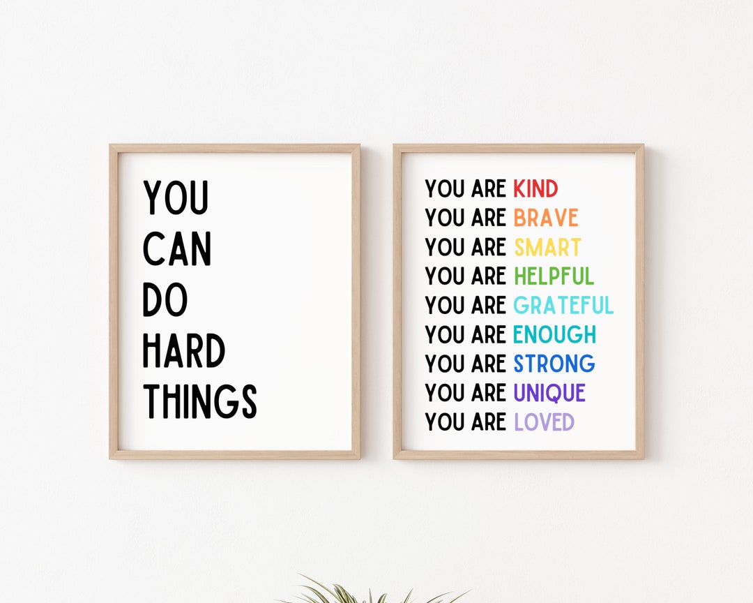 You Can Do Hard Things Poster Set of 2 Playroom Prints, Kids ...
