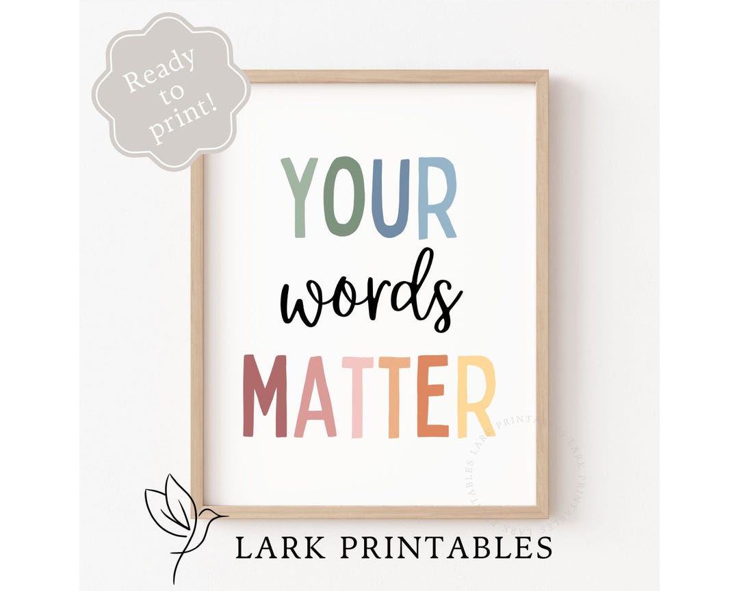 Your Words Matter Printable Digital Download, Speech Poster, Positive ...