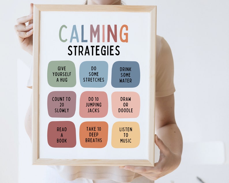 Calming Corner Strategies Poster Chart Therapy Office Decor Print ADHD ...