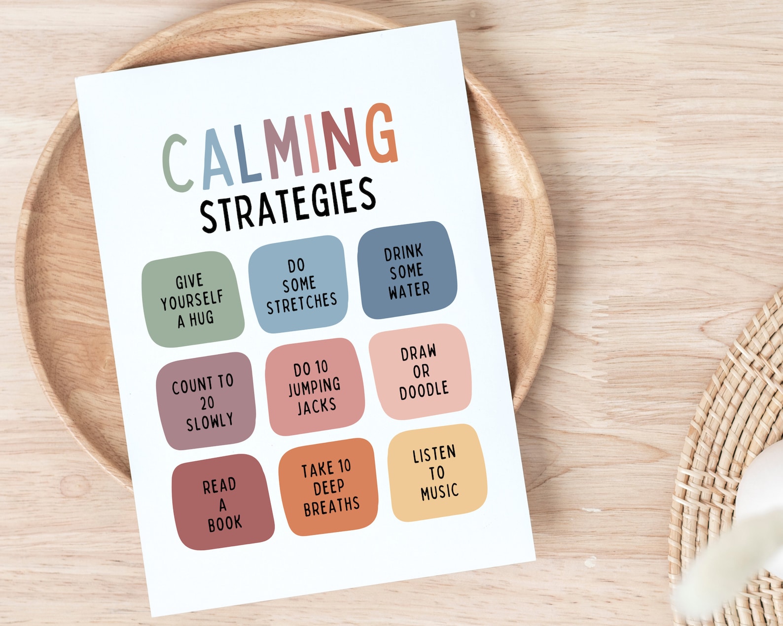 Calming Corner Strategies Poster Chart Therapy Office Decor Print ADHD ...