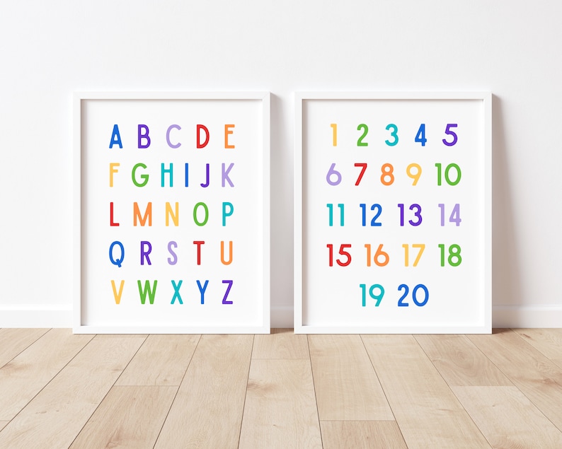 Set of 2 Playroom Printables, Alphabet Poster, ABC Poster, 123 Print ...