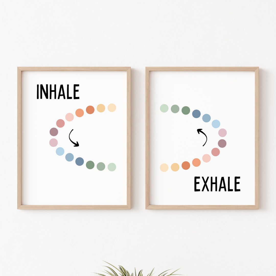 Inhale Exhale Set of 2 Posters Therapy Office Decor Occupational ...