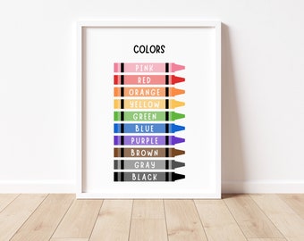 Colors Poster, Educational Posters, Kindergarten Poster, Classroom ...