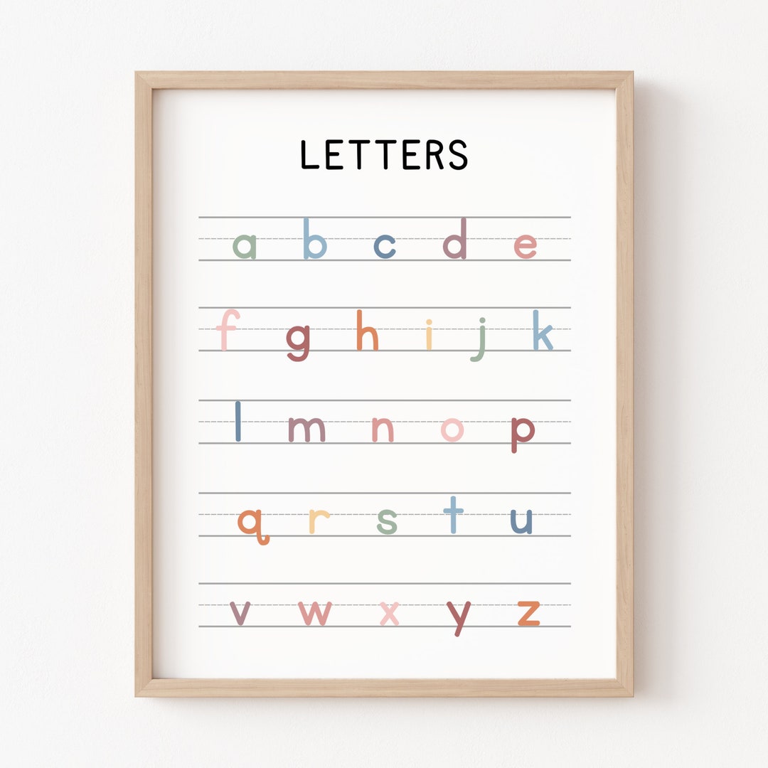 Rainbow Alphabet Poster, Handwriting Chart Print, Educational Wall Art ...