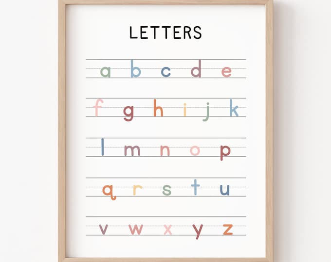 Rainbow Alphabet Poster, Handwriting Chart Print, Educational PRINTABLE ...