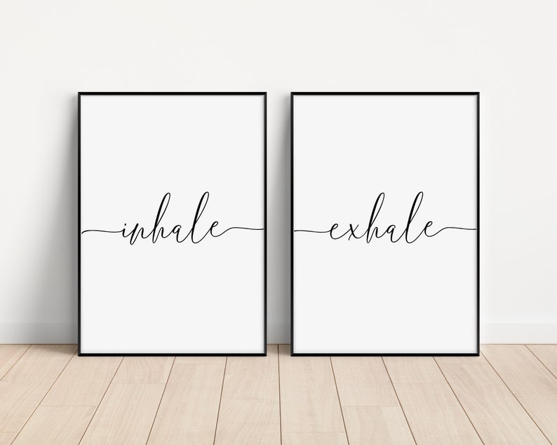 Inhale Exhale Printable Wall Art, Bedroom Wall Art, Set of Two Prints ...