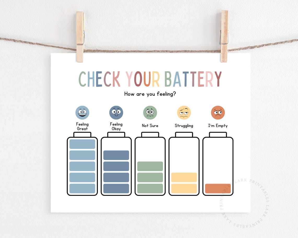 Check Your Battery Printable, Emotional Regulation, School Counselor ...