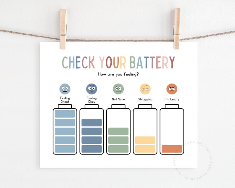 Check Your Battery Printable, Emotional Regulation, School Counselor ...