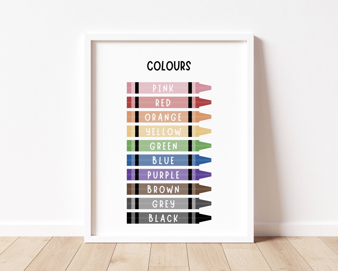 Colours Poster in MUTED Tones, Educational Posters, Kindergarten Poster ...