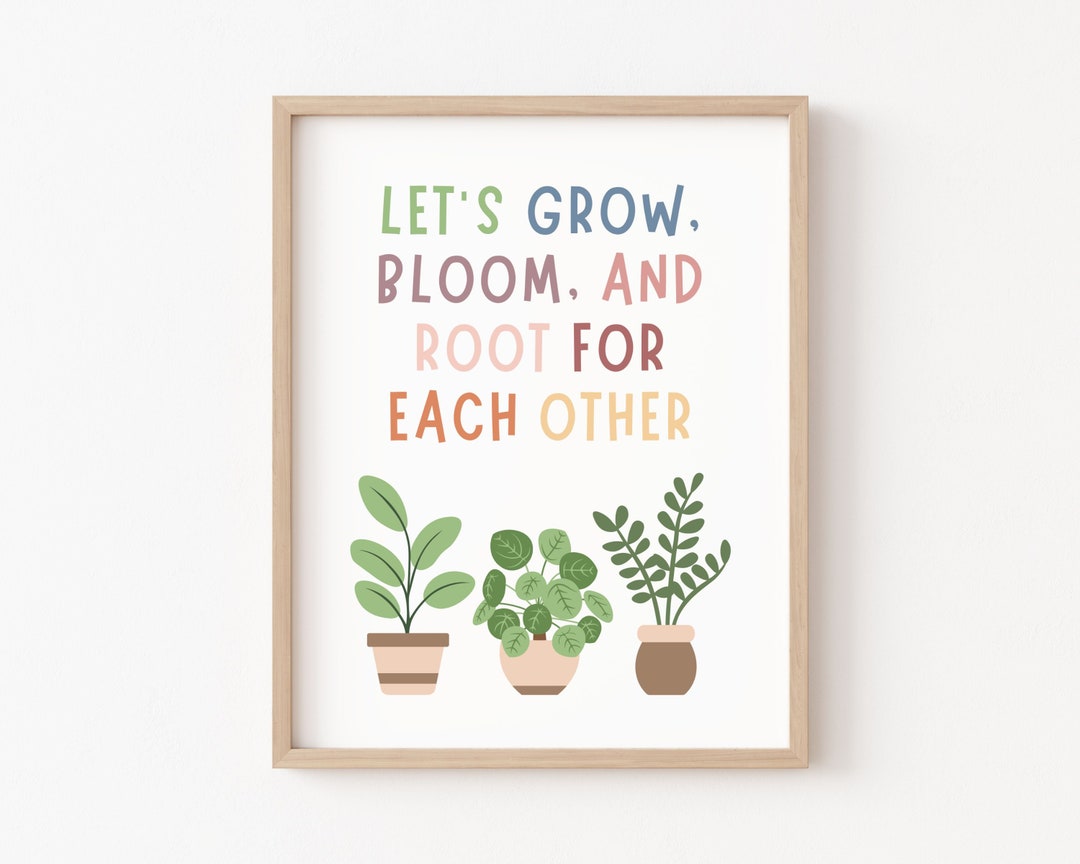 Let's Root for Each Other Sign, Boho Classroom Decor, Playroom Wall Art ...