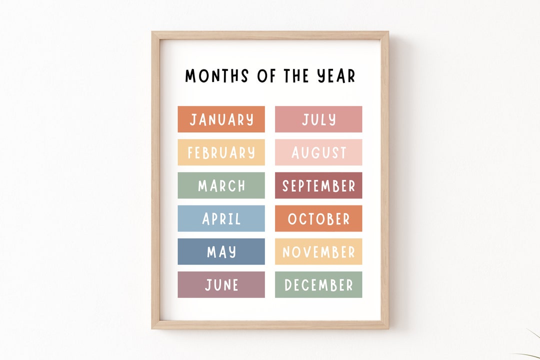 Months of the Year Printable, Educational Posters, Kindergarten Poster ...