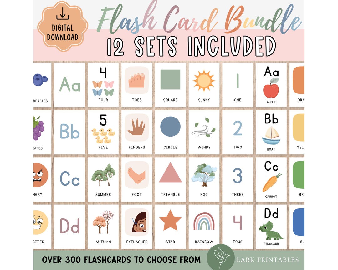 Preschool Flash Card Bundle, Montessori Toddler Flashcards, Homeschool ...