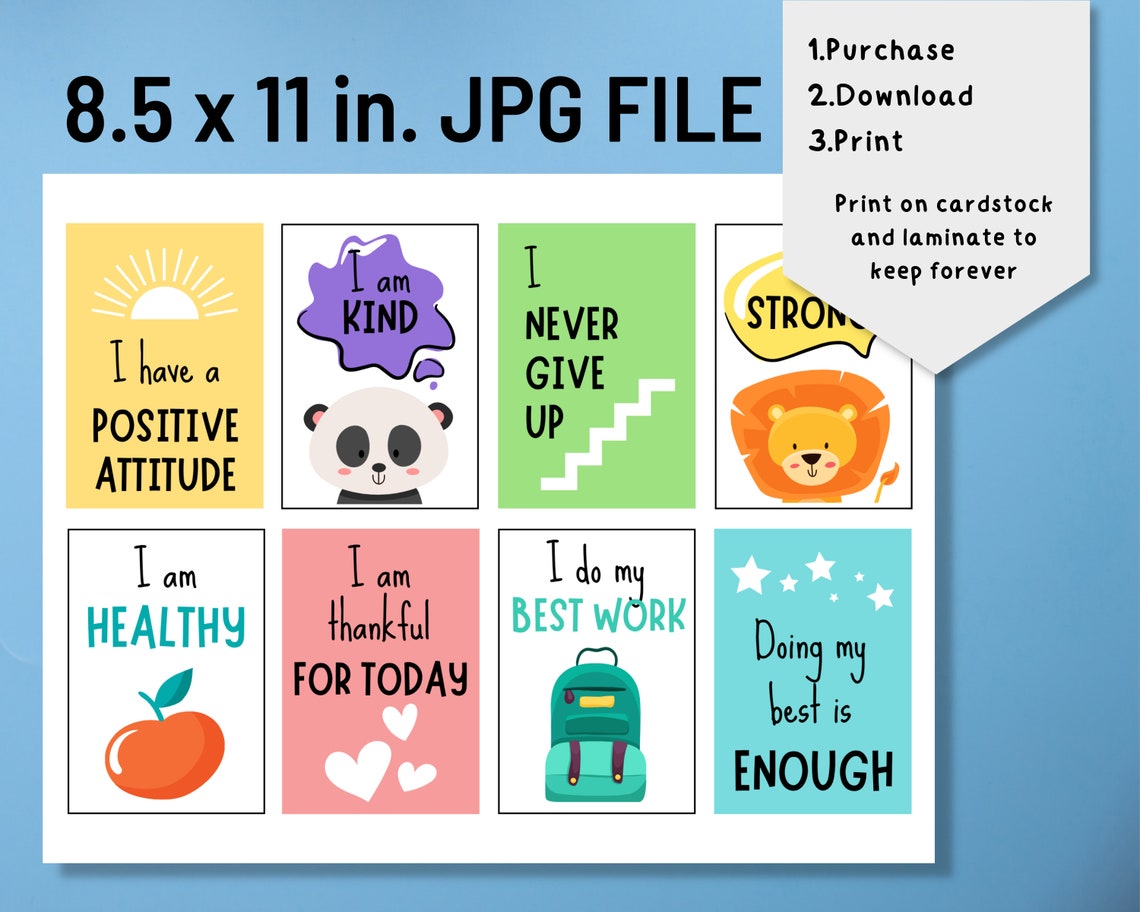 Kids Affirmation Cards Printable, Growth Mindset, Motivational Cards ...
