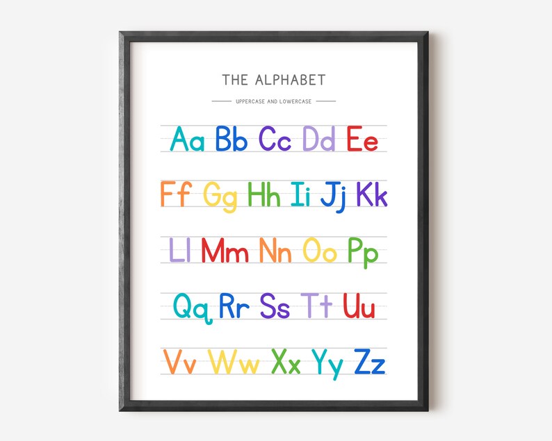 Rainbow Alphabet Poster Handwriting Chart Print Educational - Etsy