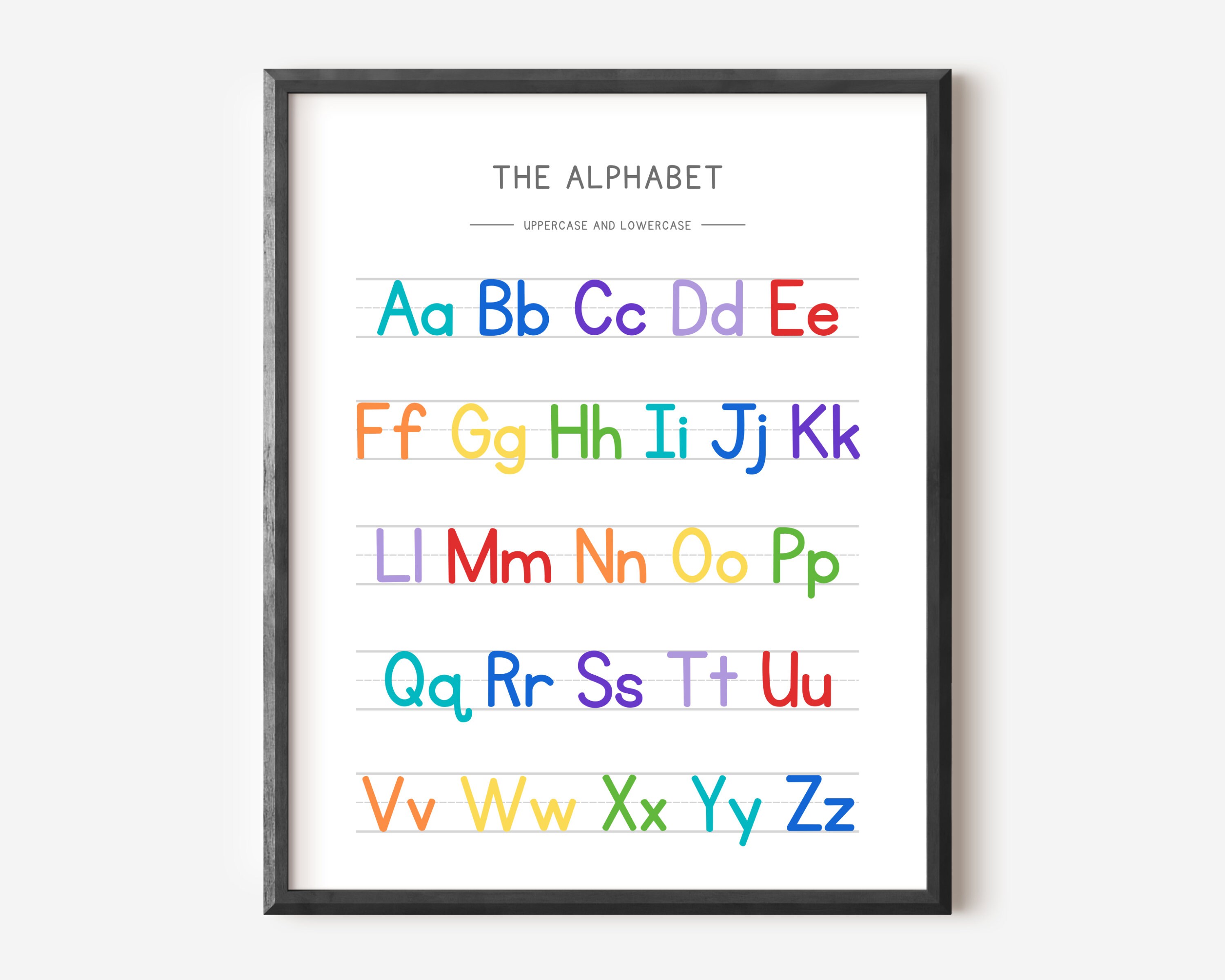 Rainbow Alphabet Poster, Handwriting Chart Print, Educational Wall Art ...
