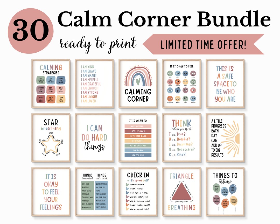 30 Calm Down Posters School Counselor Office Therapy Decor - Etsy