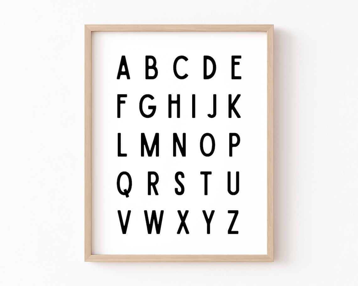 Black and White Alphabet Poster Neutral Playroom Set of 2 Prints ...
