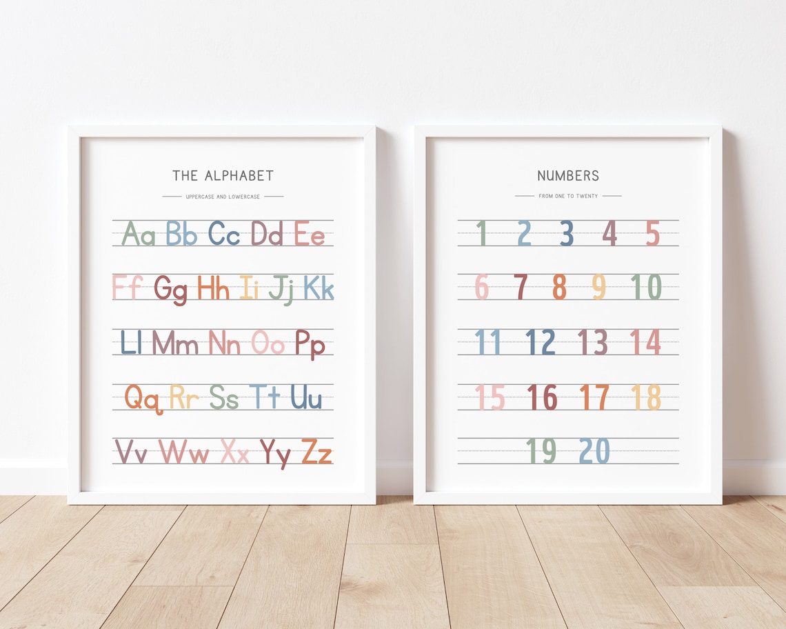 Rainbow Alphabet Poster Handwriting Chart Print Educational - Etsy