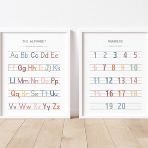Rainbow Alphabet Poster, Handwriting Chart Print, Educational Wall Art ...