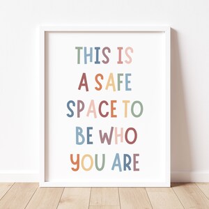 Safe Space to Be Who You Are Poster Therapy Office Decor Psychologist ...