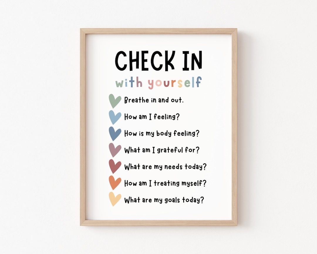 Check in With Yourself Poster, Self Care Check In, Daily Checklist ...