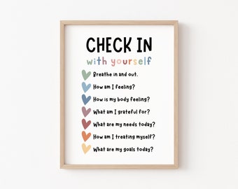 Check in With Yourself Poster, Self Care Check In, Daily Checklist ...