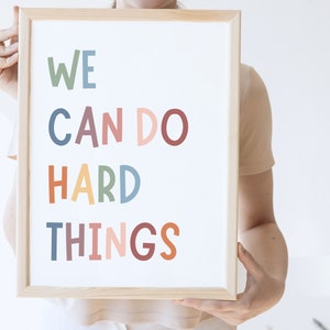 We Can Do Hard Things, Positive Affirmation, Kids Wall Art, Growth ...