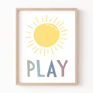 Play All Day Printable Set of 3, Lets Play Sign, Nursery Wall Art ...
