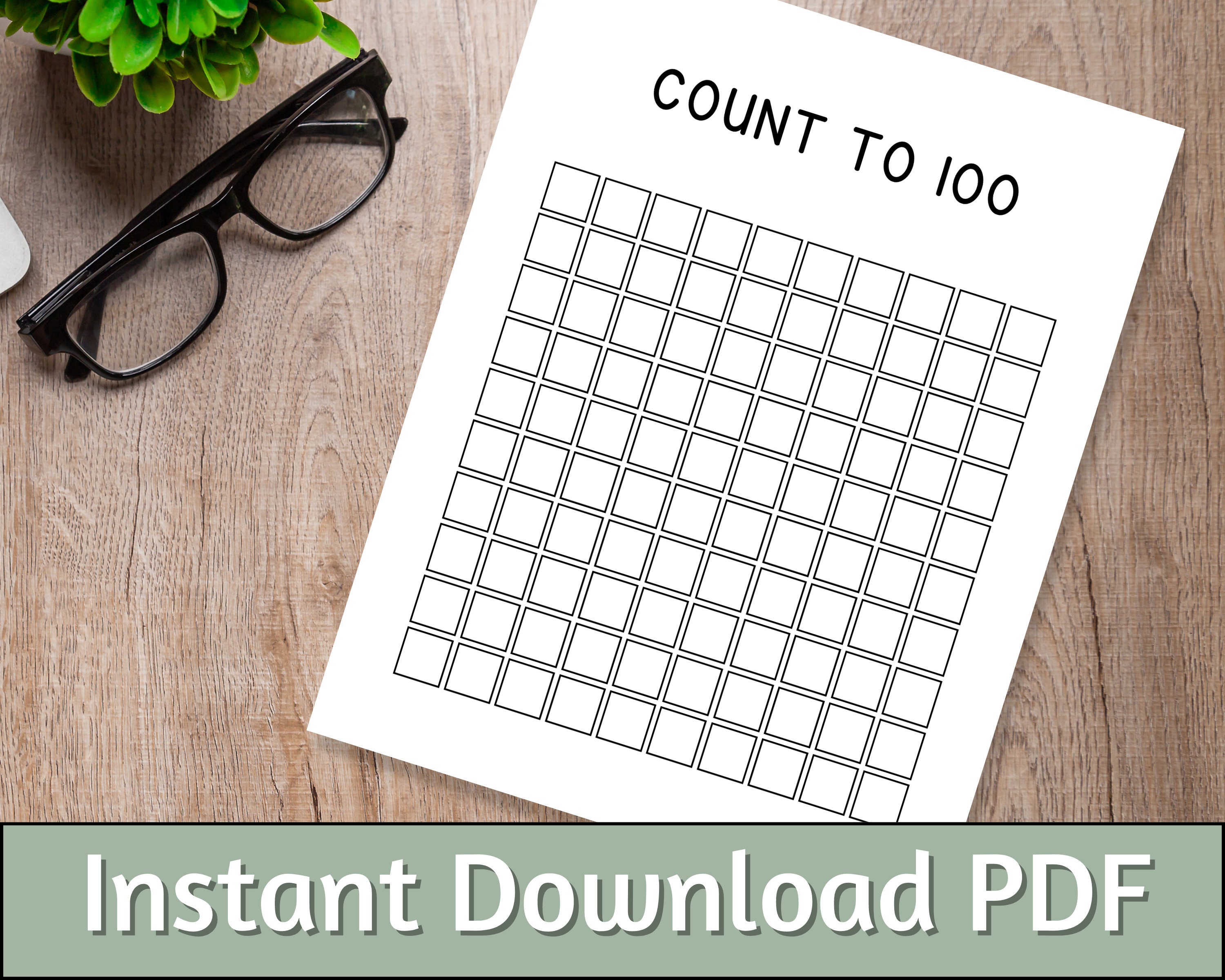 Count to 100 Math Worksheet Chart Printable Practice Educational ...