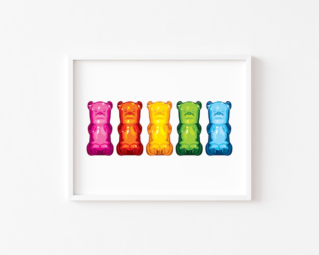 Gummy Bear Print, Colorful Kitchen Art, Candy Poster, Eclectic Decor ...