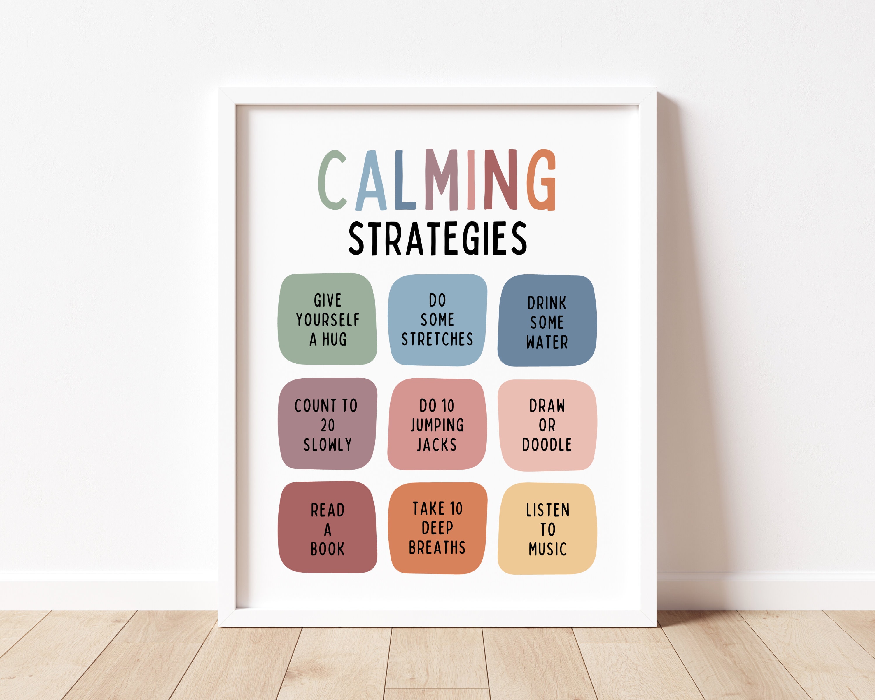 Calming Corner Strategies Poster Chart Therapy Office Decor - Etsy ...