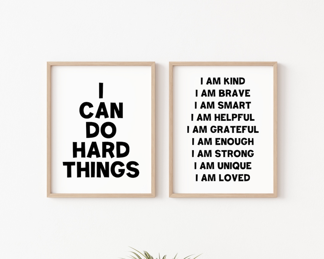 I Can Do Hard Things Poster Set of 2 Playroom Prints, Kids Affirmations ...