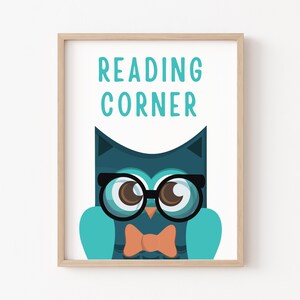 Reading Corner Sign, Owl Classroom Decor, Reading Nook Poster, Let's ...