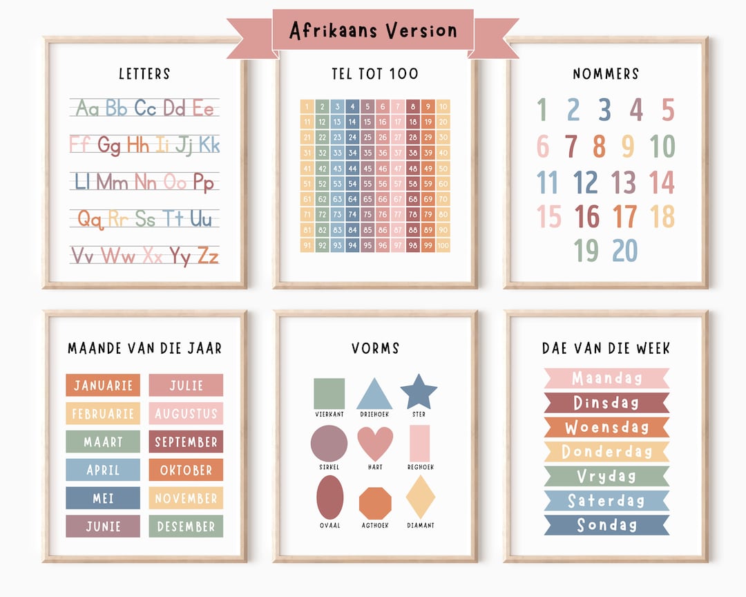 Set of 6 Afrikaans Educational Printables, Homeschool Classroom Decor ...