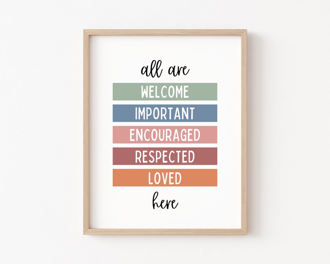 All Are Welcome Here Poster Counseling Office Decor Psychologist Wall ...