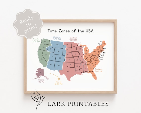 Printable Standard Time Zones