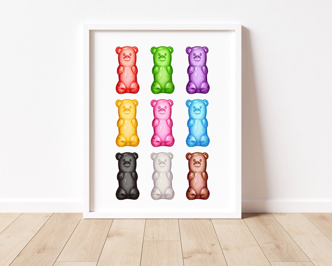 Gummy Bear Wall Art Print, Candy Themed Decor, Modern Nursery Decor ...
