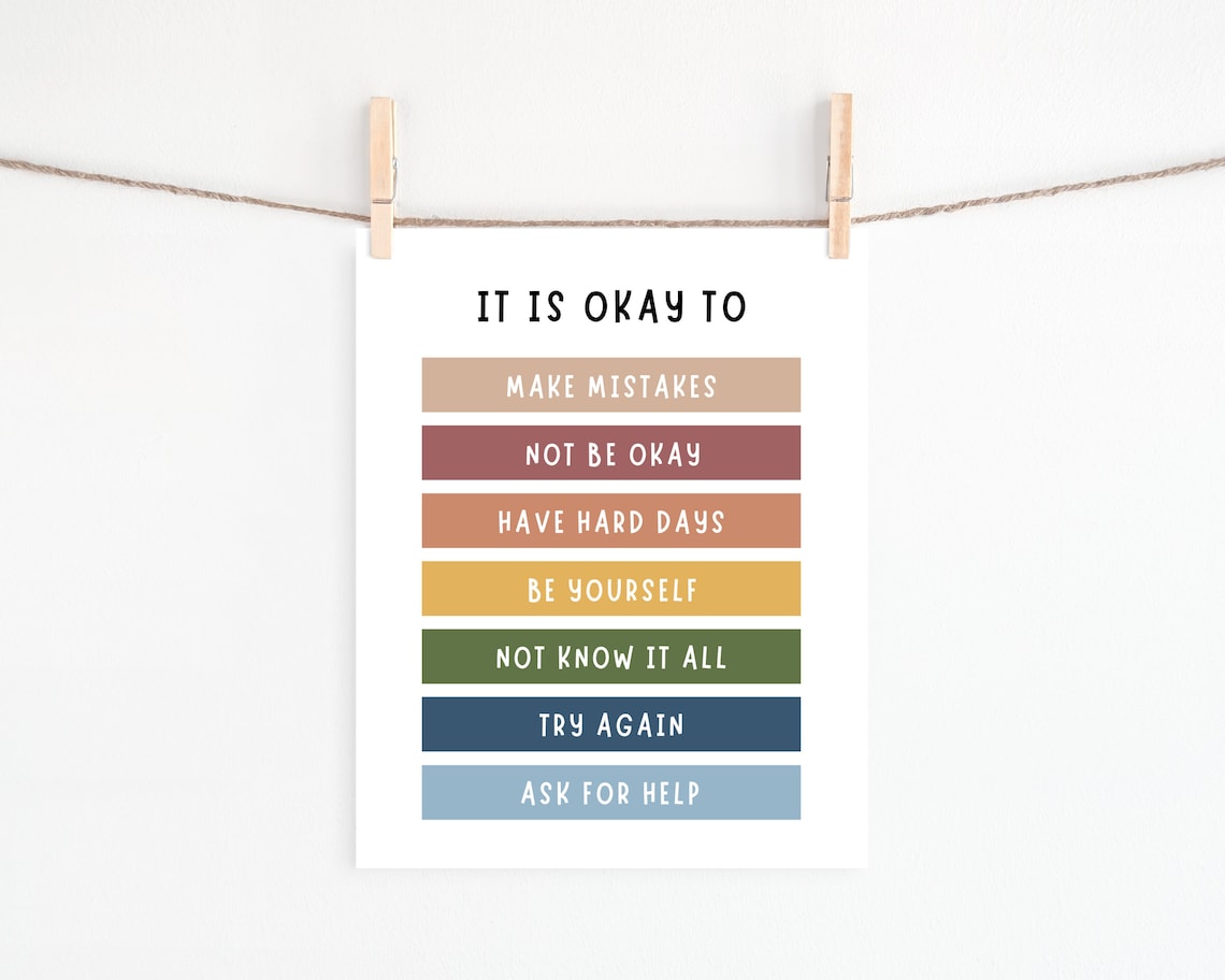 It's Okay to Not Be Okay Poster Boho Classroom Decor - Etsy