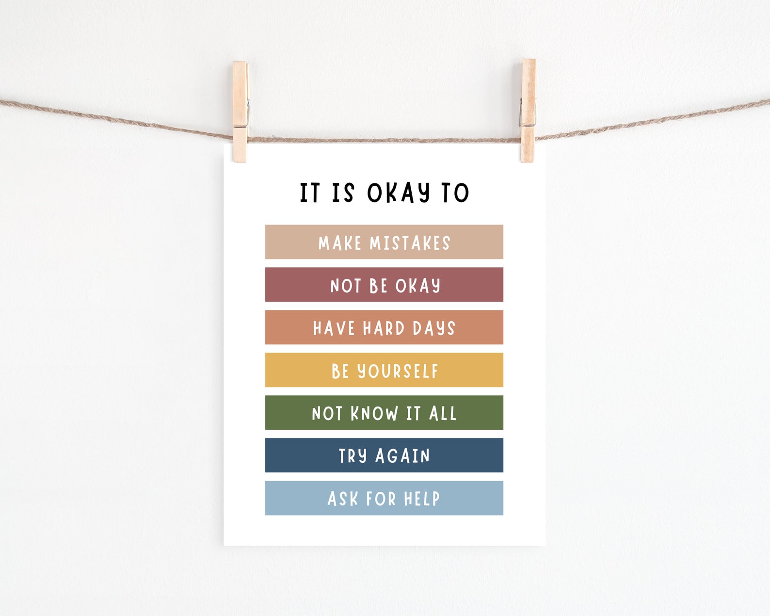 It's Okay to Not Be Okay Poster, Boho Classroom Decor, Classroom ...