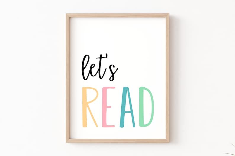 Let's Read Sign, Playroom Printable, Kids Read Wall Art, Playroom ...