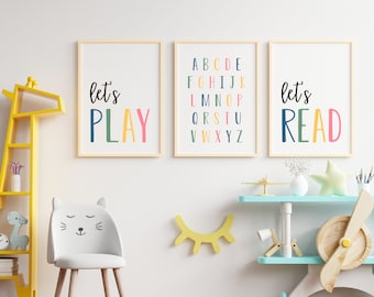Set of Educational Posters ABC Alphabet Poster Playroom Wall - Etsy