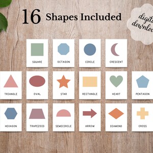 16 Shape Flash Cards, Geometric Shapes, Preschool Montessori Materials ...