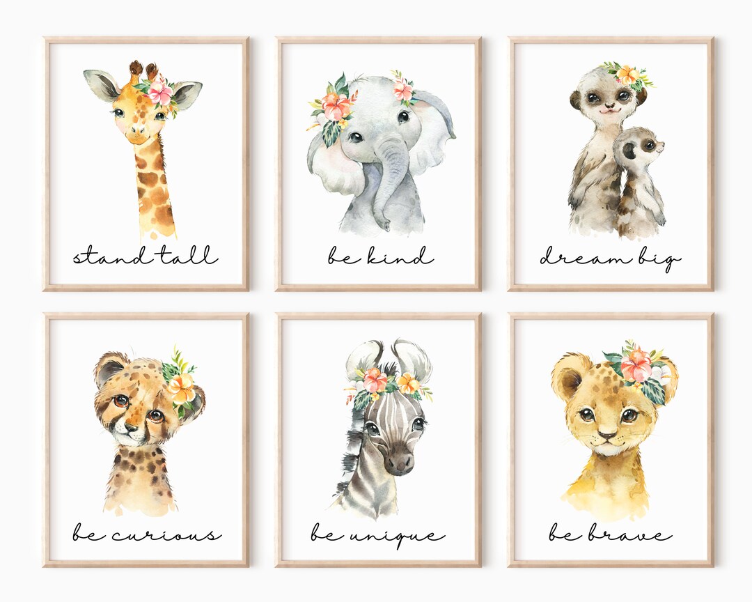 Set of 6 Safari Animal Printables, Safari Nursery Decor, Baby Giraffe ...