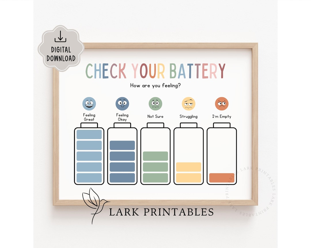 Check Your Battery Printable, Emotional Regulation, School Counselor ...