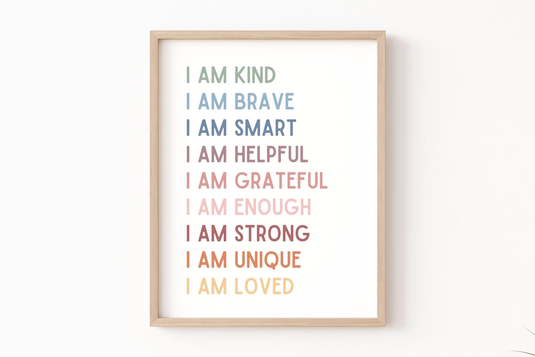 Positive Affirmations for Kids, Boho Classroom Decor, I Am Affirmations ...