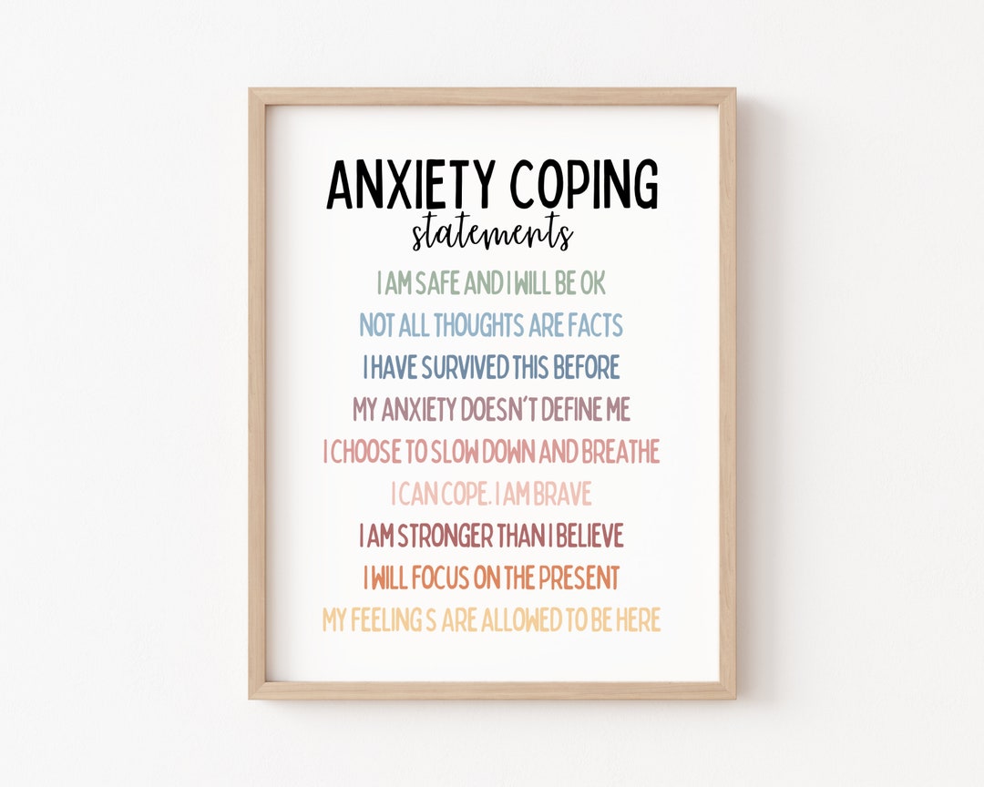 Anxiety Coping Statements, Therapy Office Decor, Mental Health Poster ...